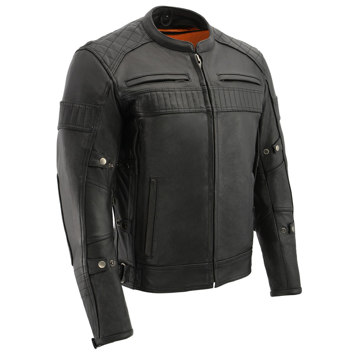 Milwaukee Leather MLM1545 Men's Quilted Pattern Triple Vent Black Leat ...